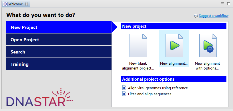 Create a new project - User Guide to MegAlign Pro - 17.5