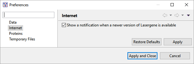 Set Internet preferences - User Guide to Protean 3D - 17.5