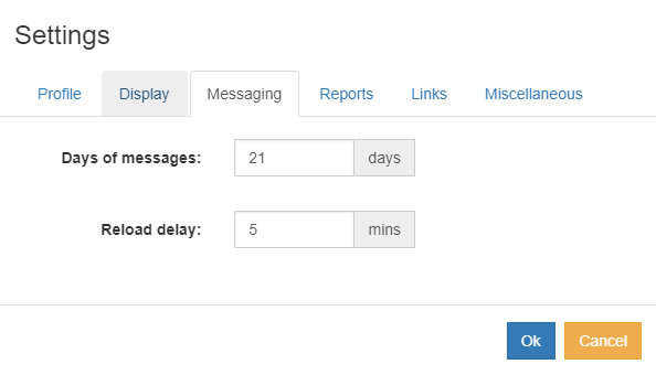 User Messaging Setttings - MSTWeb User Manual - 0.1