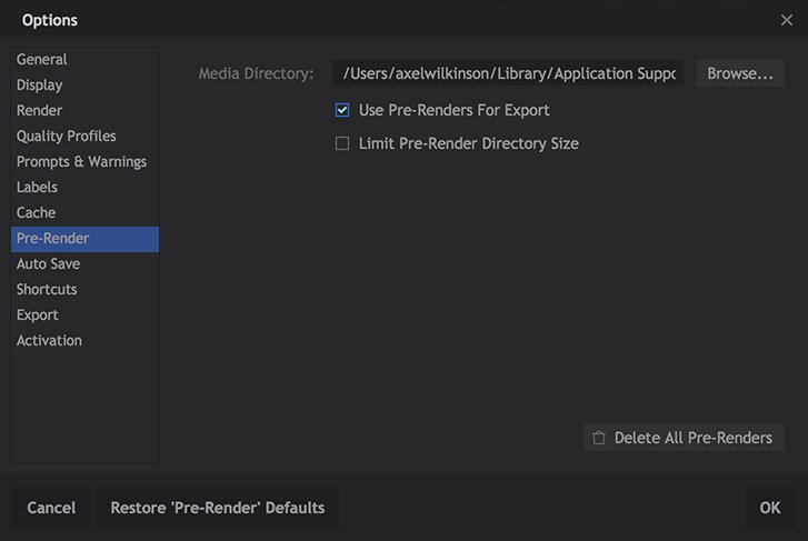 Pre-Render Options - HitFilm - 12