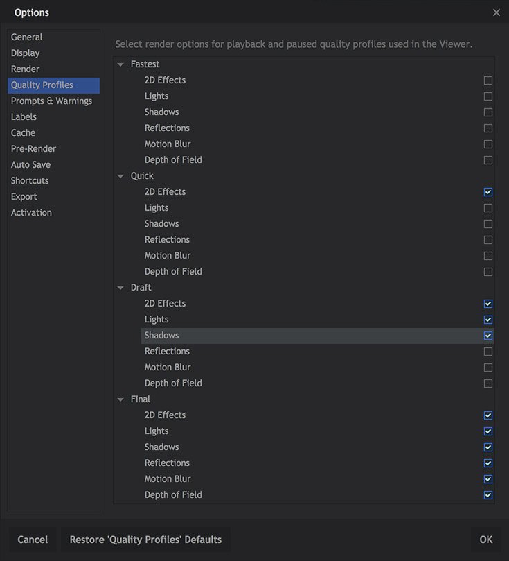 Quality Profiles Options - HitFilm - 12