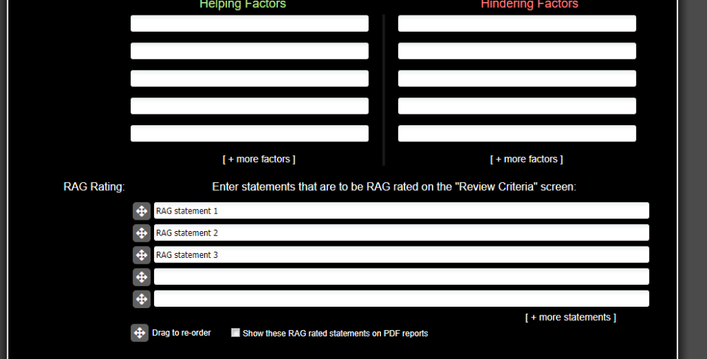 Add RAG rated statements - iAbacus User Manual - 1