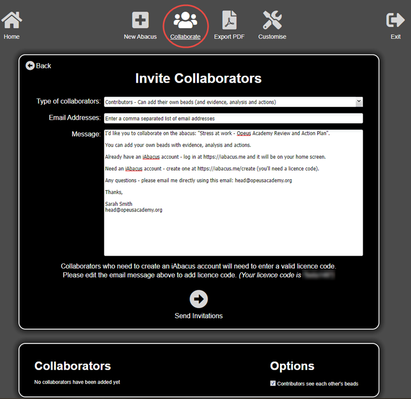 Invite collaborators - iAbacus User Manual - 1