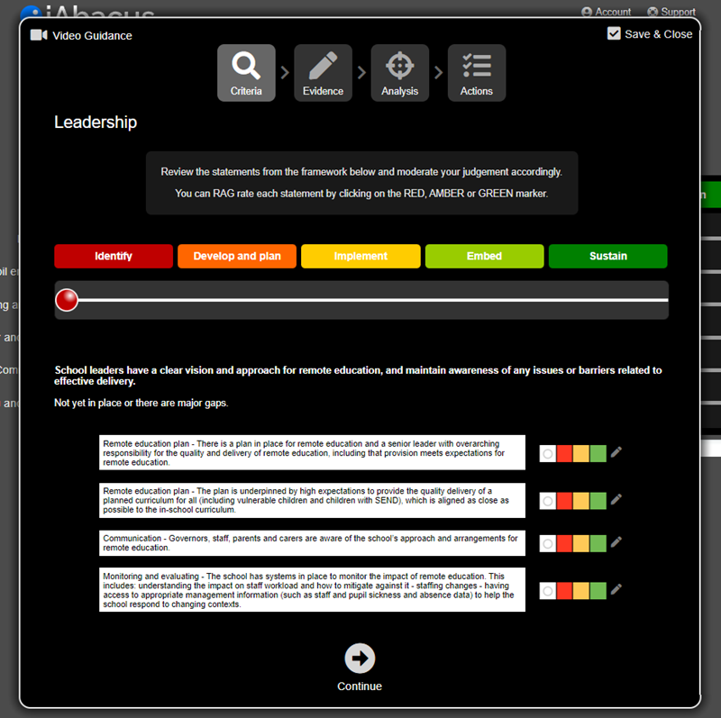 Using RAG rated criteria - iAbacus User Manual - 1