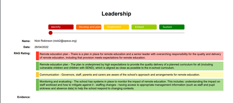 Using RAG rated criteria - iAbacus User Manual - 1