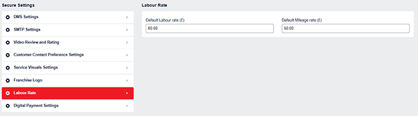 Labour Rate - autoVHC V3 Manual - 1