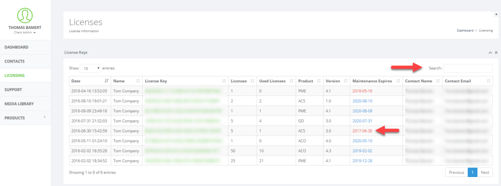 License Inventory - Akkadian Labs Customer Portal - 1