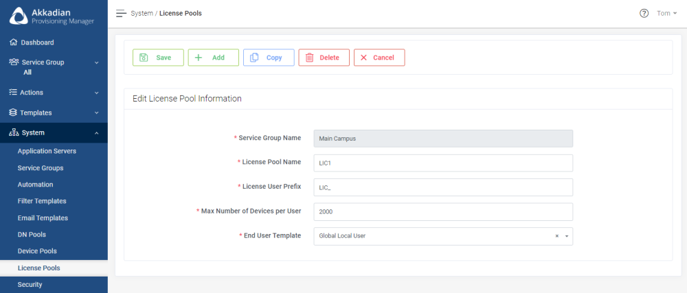 License Pools - Akkadian Provisioning Manager Administration Guide - 5.0