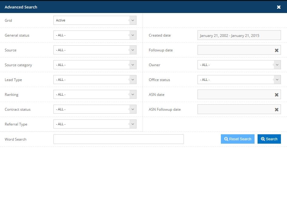 Advanced Search - LeadTrax - 1
