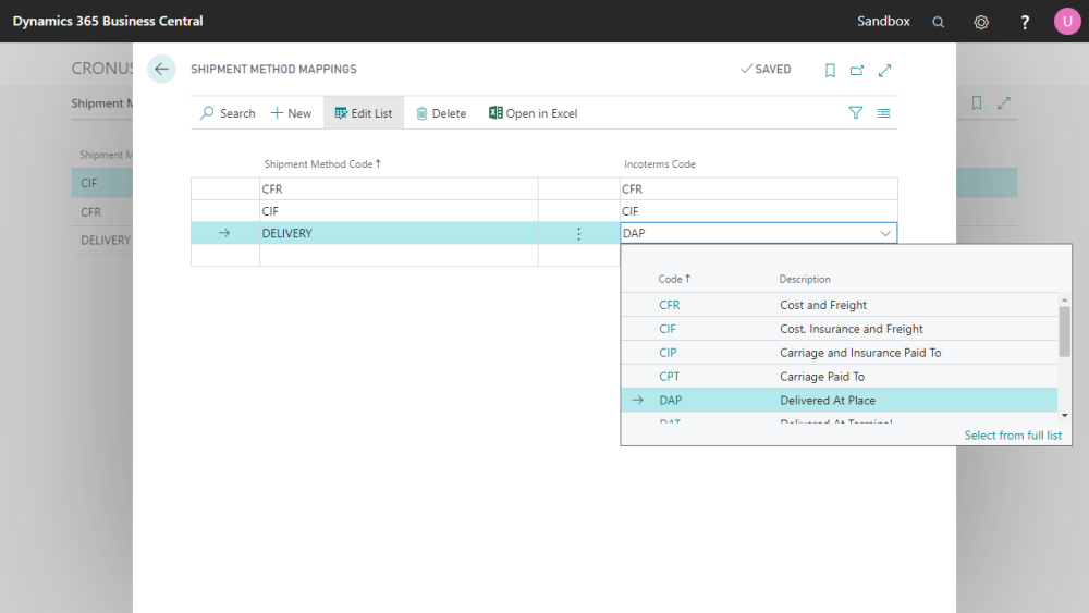 Shipment Method Mappings - ShipIT - 365