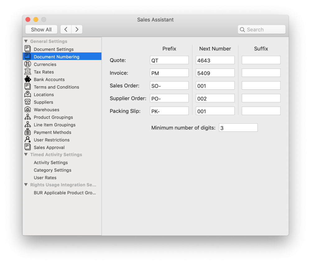 Document Numbering - Daylite Sales Assistant - 1
