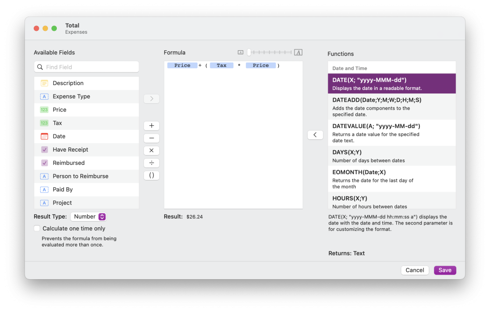 Calculations - Tap Forms Mac - Pro