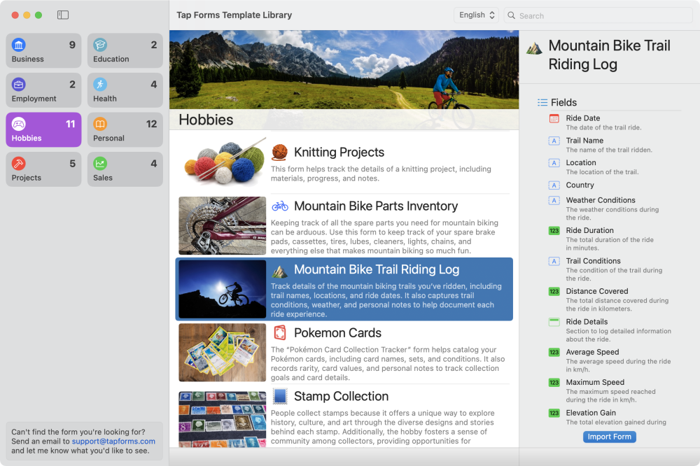 Forms Template Library - Tap Forms Mac - Pro