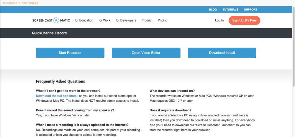 Video recording - Quickchannel User Guide - 1