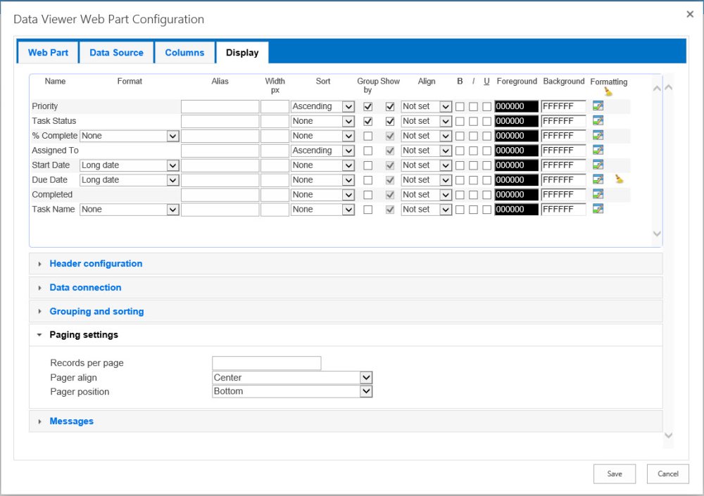 Paging Settings - Lightning Data Viewer App - 1