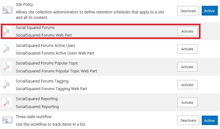 Activating the Site Collection Feature - Social Squared 2013/2016 - 9