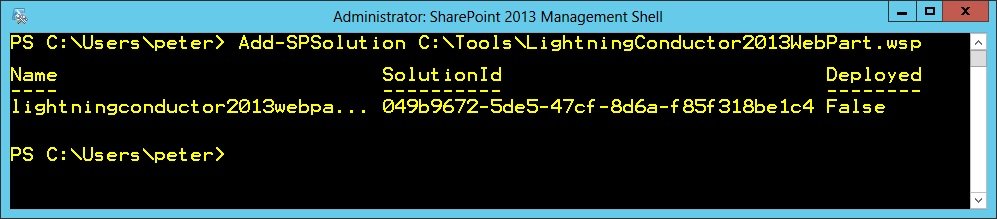 Uploading the Lightning Conductor solution package - Lightning Conductor Web Part 2013 - 2