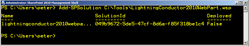 Uploading the Lightning Conductor solution package - Lightning Conductor Web Part 2010 - 5.1