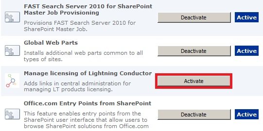 Missing: Manage Lightning Tools Product Licencing link - Lightning Conductor Web Part 2010 - 5.1