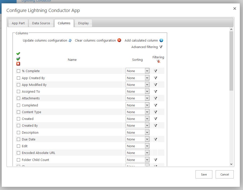 Columns Tab - Lightning Conductor Add-In - 1 Columns Tab - Lightning Conductor Add-In - 1