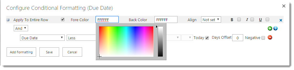 Conditional Formatting - Lightning Conductor Web Part 2013 - 2