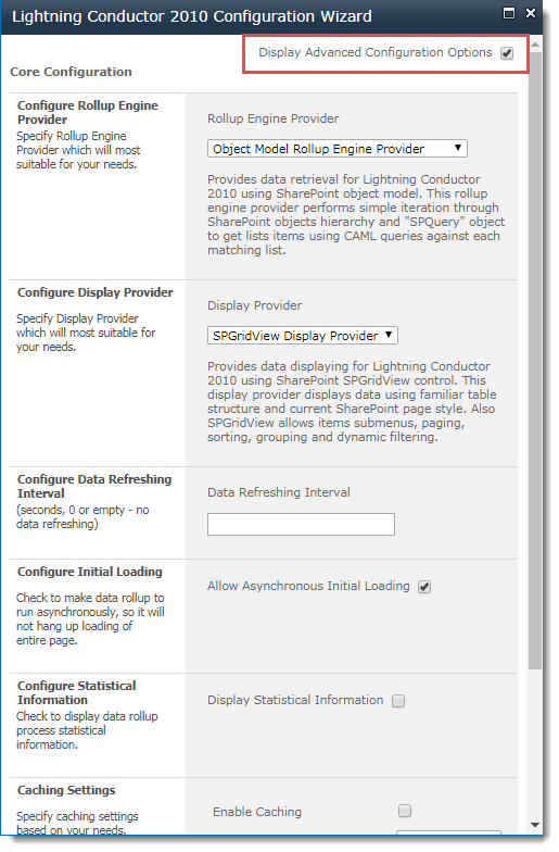 Core Configuration - Lightning Conductor Web Part 2010 - 5.1