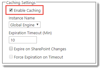 Caching Settings - Lightning Conductor Web Part 2013 - 3.0