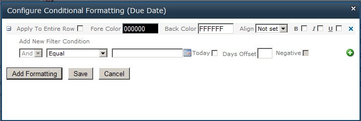 Conditional Formatting Lightning Conductor Web Part 2010 5