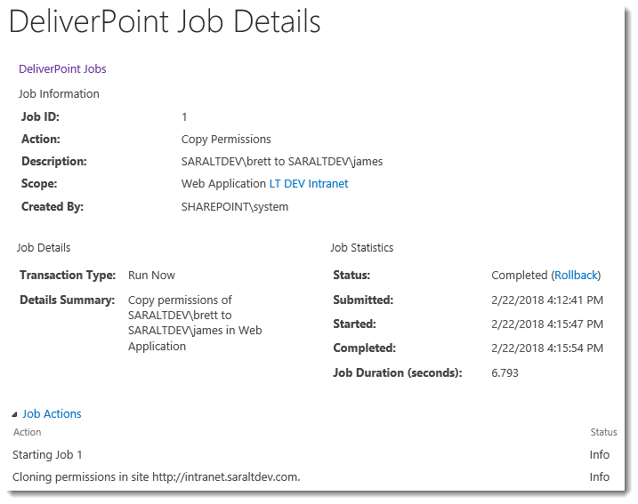 Job Details page - DeliverPoint 2013 and Add-In - 1
