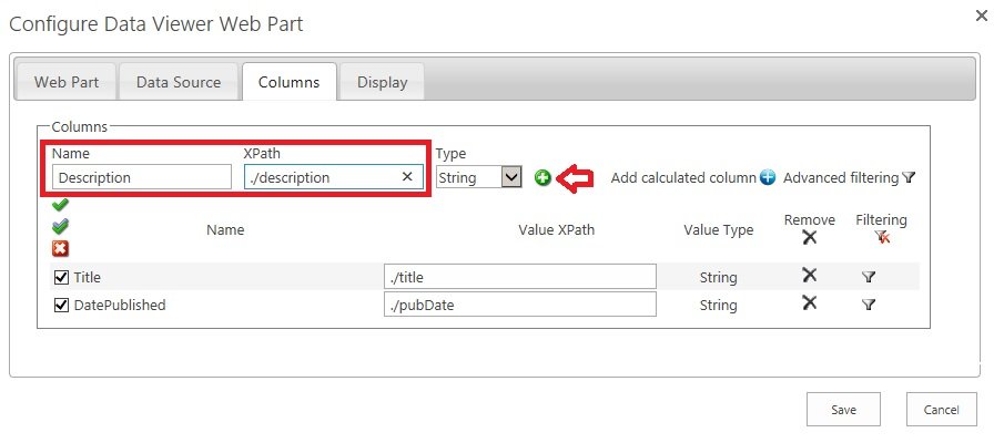 Columns tab - Data Viewer Web Part for SharePoint 2013 - 2