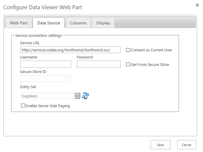 Data Source tab - Data Viewer Web Part for SharePoint 2013 - 2