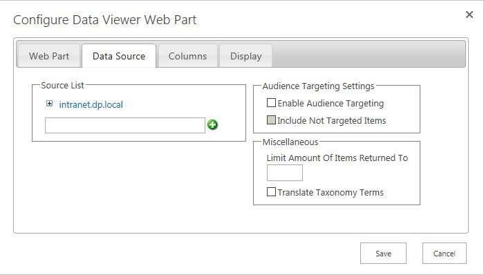 Data Source Tab Data Viewer Web Part For Sharepoint 2013 2