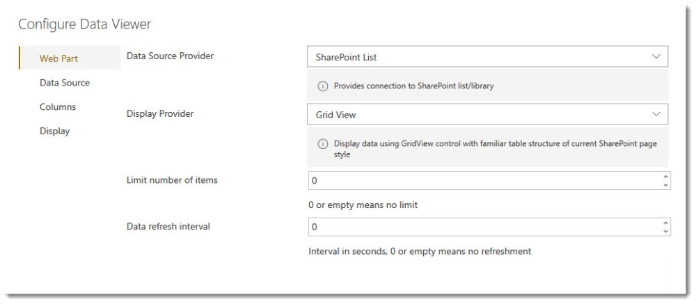 Web Part tab - Lightning Data Viewer App - 1