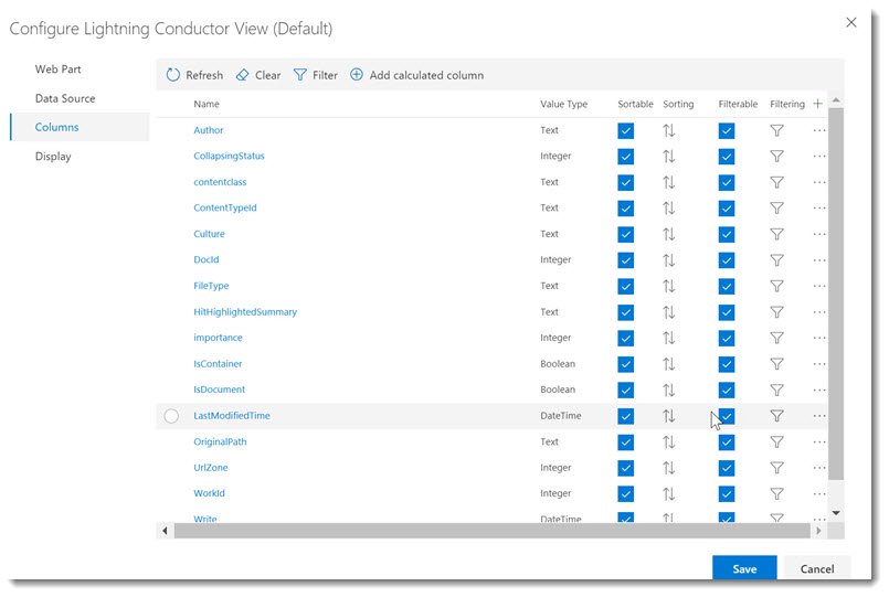 Columns Tab - Lightning Conductor Web Part 2013 - 3.0