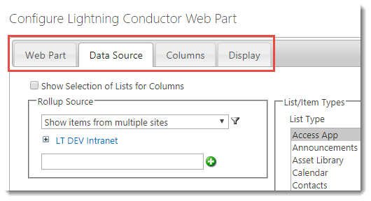 Configuring the Lightning Conductor Web Part - Lightning Conductor Web Part 2013 - 3.0