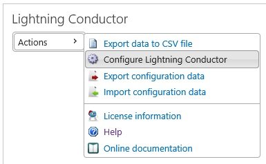 Configuring the Lightning Conductor - Lightning Conductor Add-In - 1