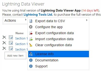 Licensing the App - Lightning Data Viewer App - 1