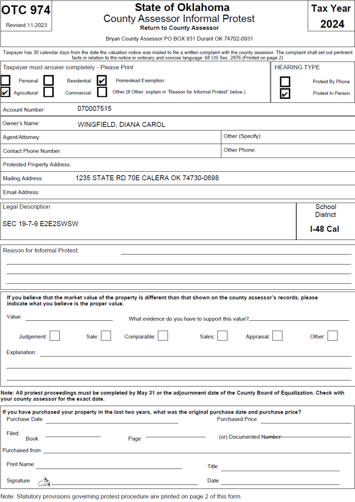 OTC Form 974 - Assessment File - 1