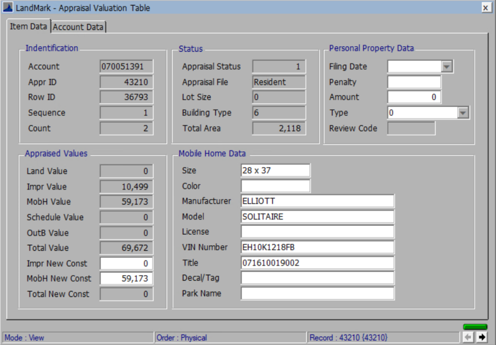Appraisal Values (Linked Tables) - Assessment File - 1 Appraisal Values (Linked Tables) - Assessment File - 1