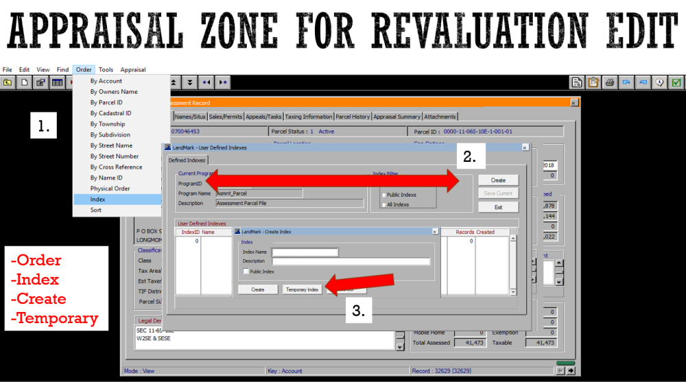 Appraisal Zone For Revaluation Edit – Index - Assessment File - 1