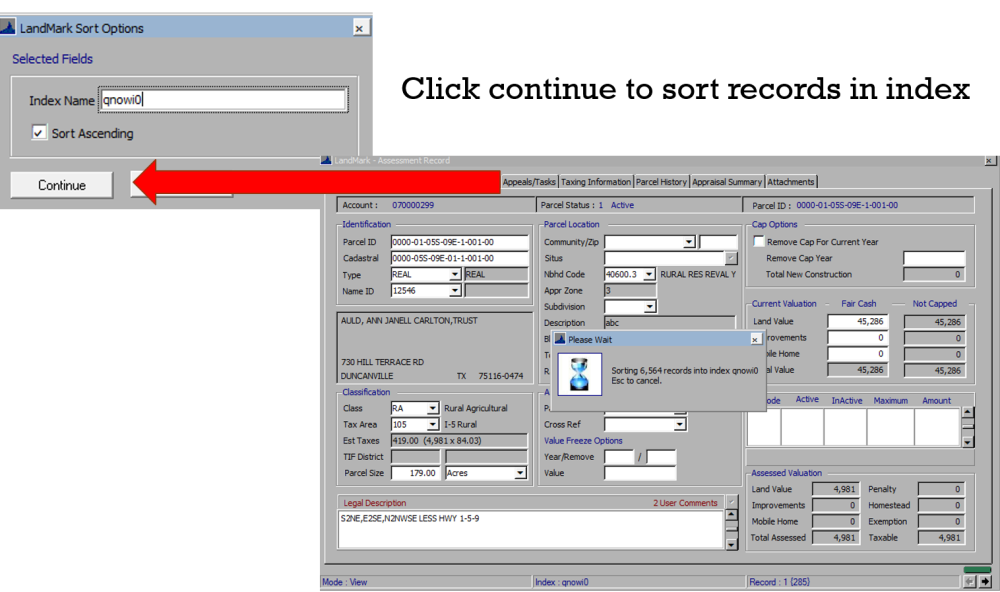 Appraisal Zone For Revaluation Edit – Index - Assessment File - 1