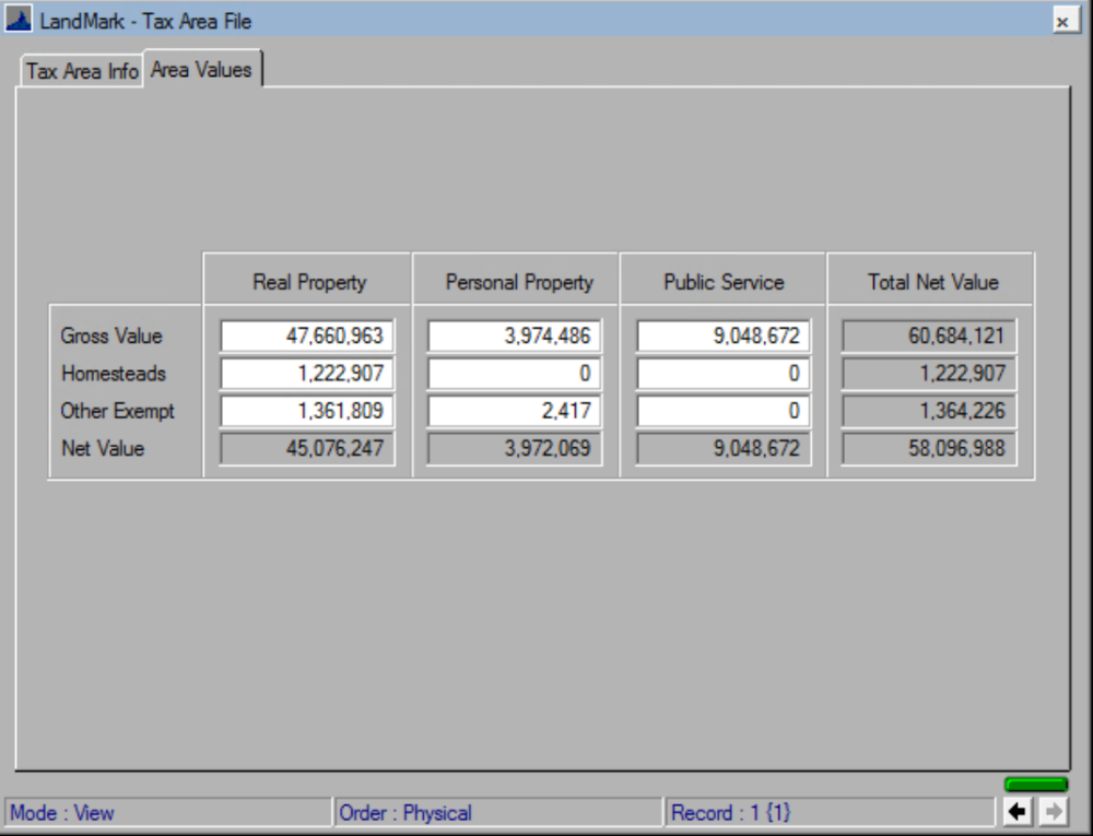 Tax Area Table - Assessment File - 1
