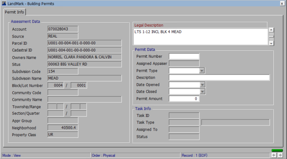 Building Permits (Linked Tables) - Assessment File - 1