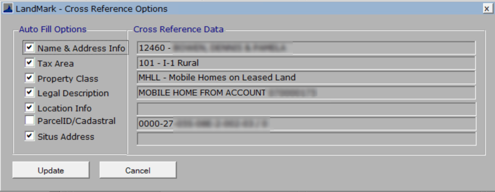 Cross Reference Account Options - Assessment File - 1