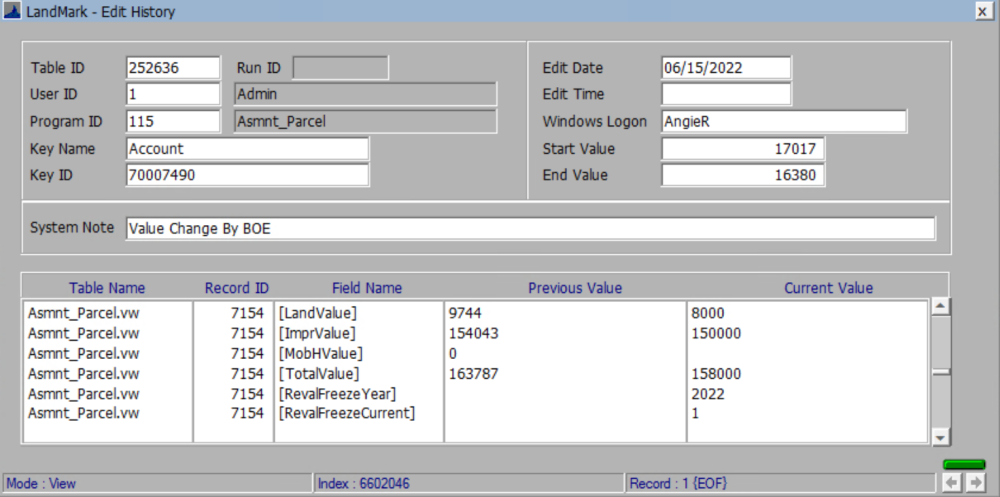 Edit Log - Assessment File - 1