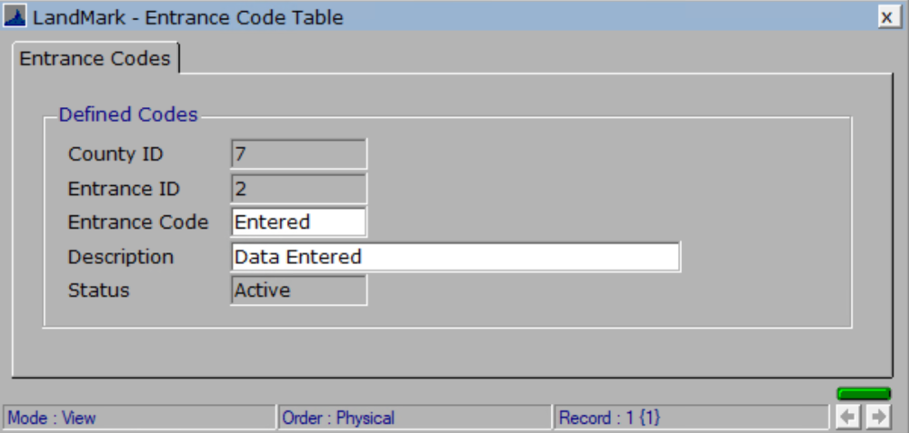 Entrance Codes - Residential Appraisal File - 1