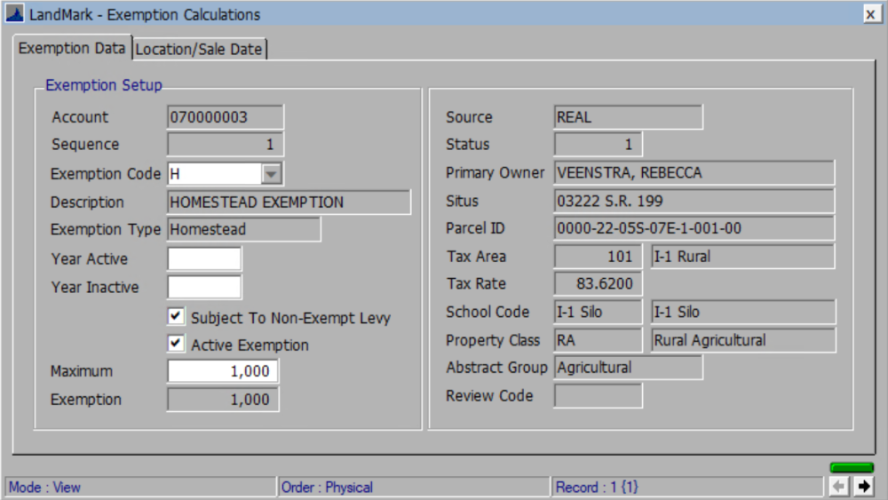 Exemption Table (Linked Tables) - Assessment File - 1 Exemption Table (Linked Tables) - Assessment File - 1