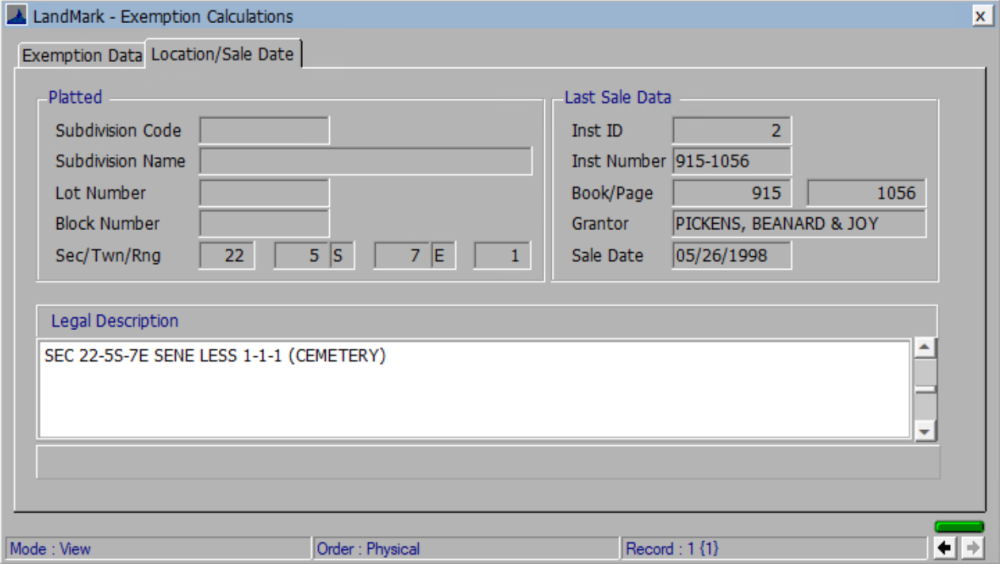 Exemption Table (Linked Tables) - Assessment File - 1 Exemption Table (Linked Tables) - Assessment File - 1