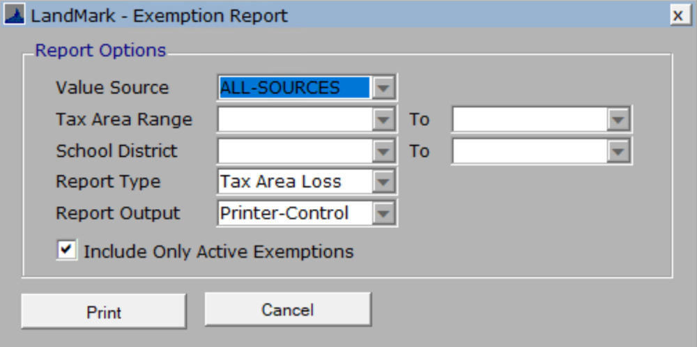 Exemptions Reports - Assessment File - 1