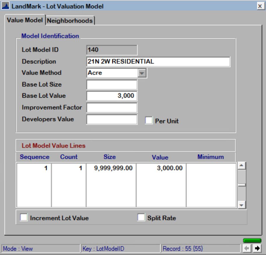 Lot Model Table - Residential Appraisal File - 1